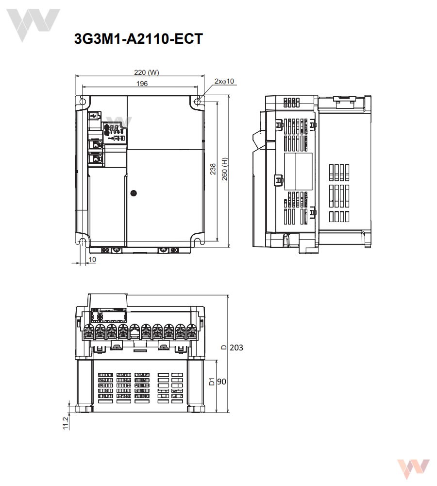 3G3M1-A2110-ECT EtherCAT® falownik Omron 3G3M1 11,0kW 3x230V